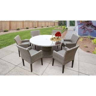 Monterey 60 Inch Outdoor Patio Dining Table with 6 Chairs w/ Arms - Bed ...