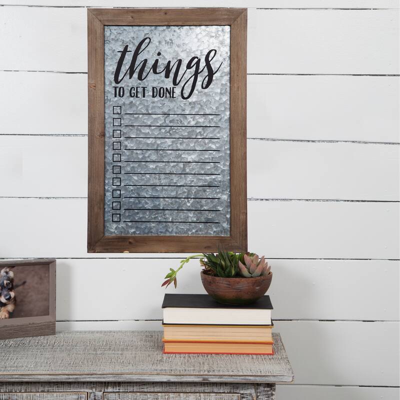Rustic Galvanized Metal To Do List Wall Mount Whiteboard - Overstock ...