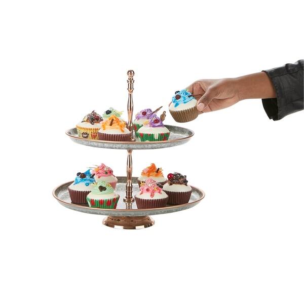 Mind Reader Brass & Iron 2 Tier Pastry Stand, Party Pastry Display ...