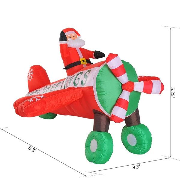HOMCOM Outdoor Lighted Inflatable Santa Claus Plane (As Is Item) - Bed ...