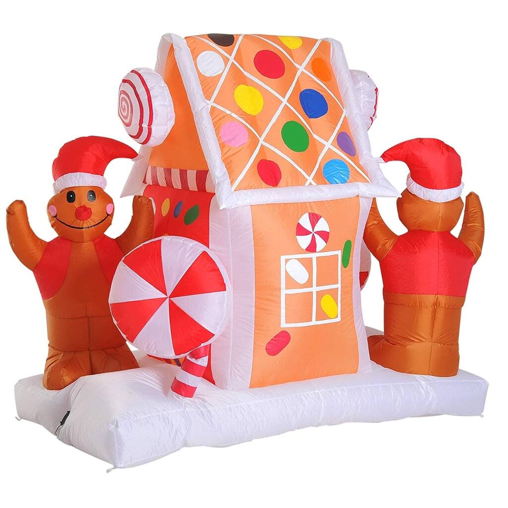 HOMCOM 5' 6 LED Outdoor Christmas Gingerbread House Inflatable ...