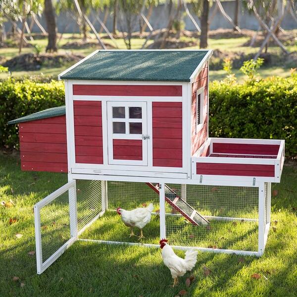 Kinbor 46" Chicken Coop Hen House Wood House Poultry Hutch w/Ramp and ...