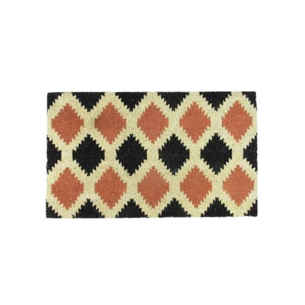 Orange and Black Diamond Pattern with Cream Accent Autumn Doormat - 29. ...