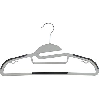 Grey Plastic Slim Line Hangers w/ Easy-On Design and Non-Slip Pads, Box ...