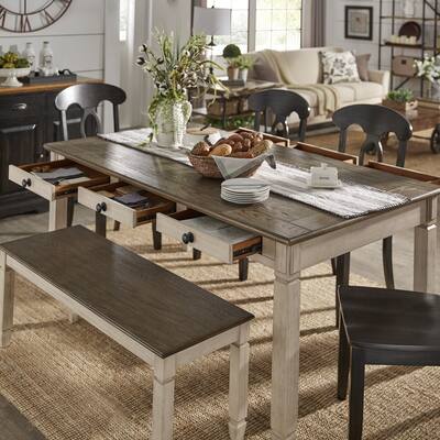 Martine Two-tone Wood Dining Bench by iNSPIRE Q Classic - Overstock ...