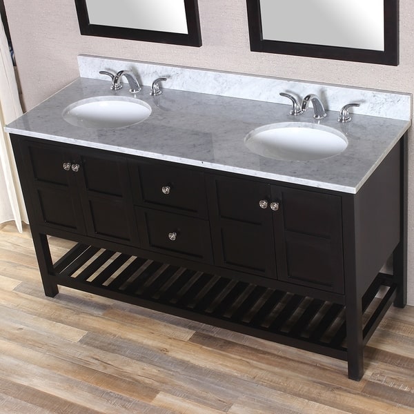 Home Elements Palmdale Espresso Wood 61-inch Bathroom Vanity with ...