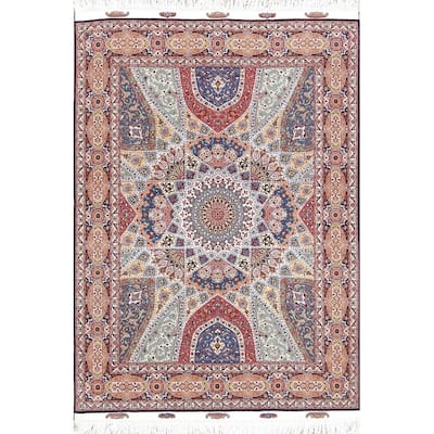 Hand Made Wool Geometric Tabriz Gonbad Persian Carpet Area Rug - 7'2" x ...
