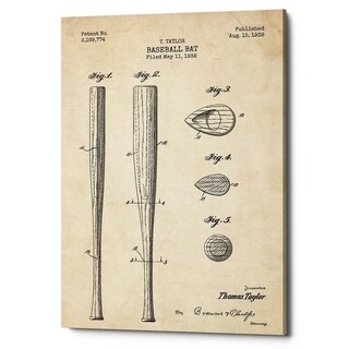 Epic Graffiti "Baseball Bat Blueprint Patent Parchment" Giclee Canvas ...