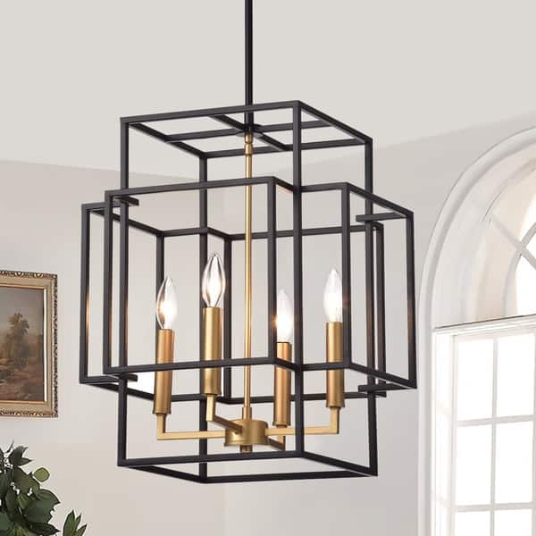 Hartwell 15-inch 4-Light Pendant Lamp Black and Gold Finish - Bed Bath ...