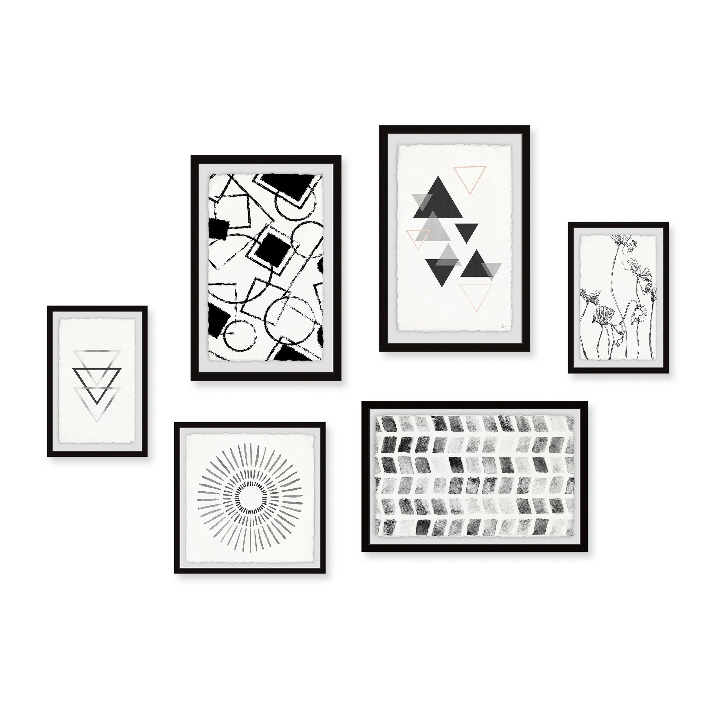 Marmont Hill - Handmade Marbled Shapes Hexaptych - Multi-color - Bed ...