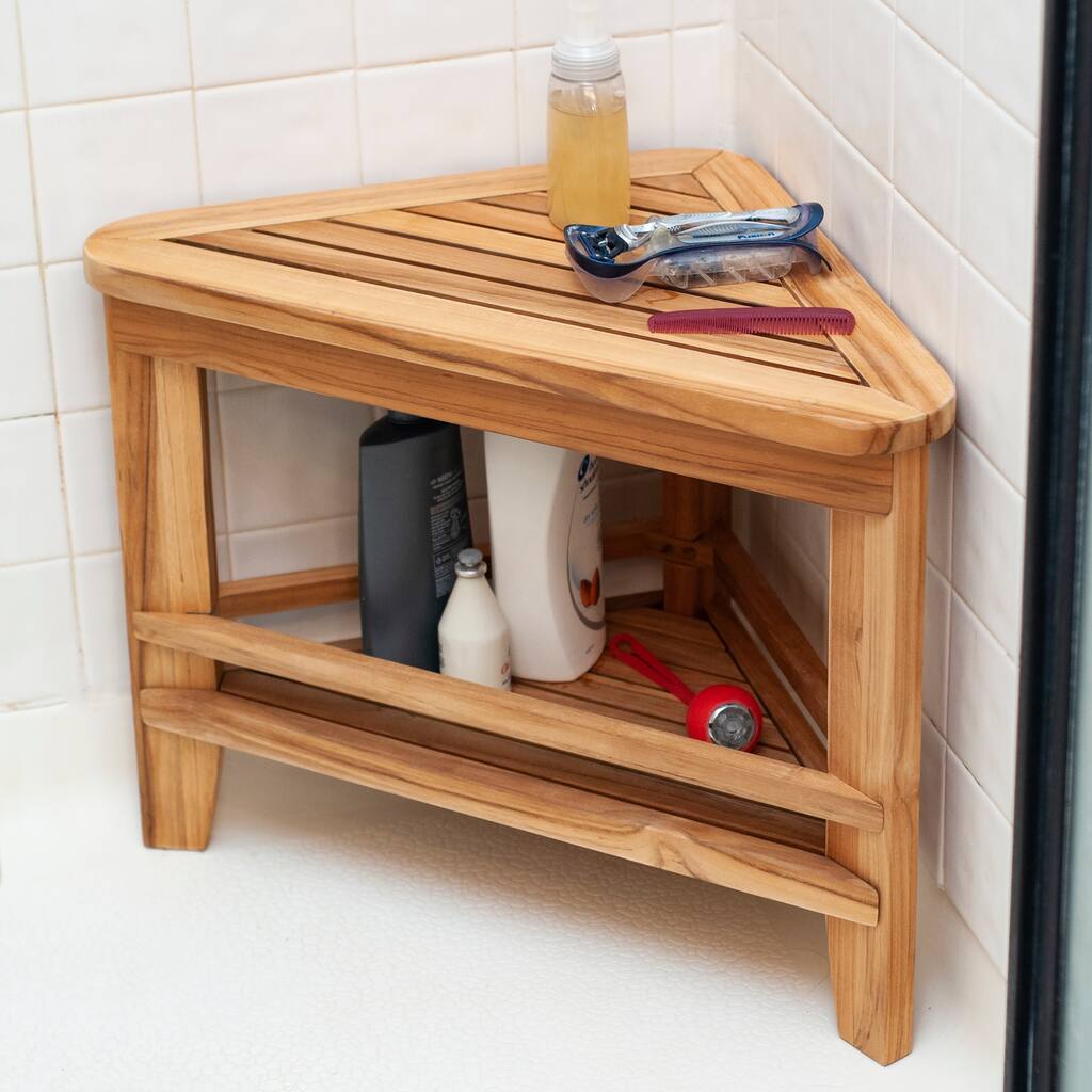 Porch & Den Island Teak Corner Table - Overstock - 24142950
