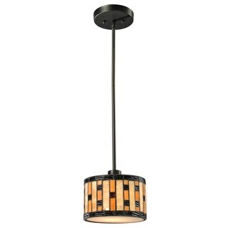 Raya 1-light Mini Java Bronze/ Tiffany-style Glass Pendant - Bed Bath ...
