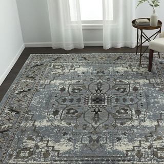 VCNY Home Victoria Grey Medallion Frise Area Rug - Bed Bath & Beyond ...