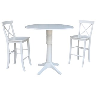 42 In Round Top Bar Height Drop Leaf Table with 2 Bar Height Stools ...