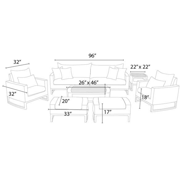 Mili 8 Piece Sunbrella Outdoor Patio Deep Seating Set - Maxim Beige ...