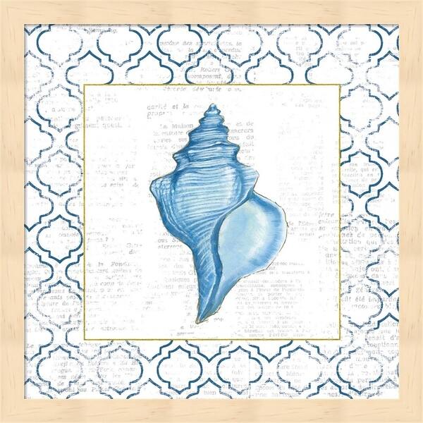 Emily Adams 'Navy Conch Shell on Newsprint with Gold' Framed Art - Bed ...