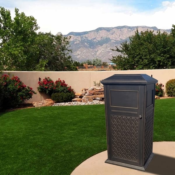 Modern Home Laguna Weatherproof Indoor/Outdoor Cast Aluminum Trash ...
