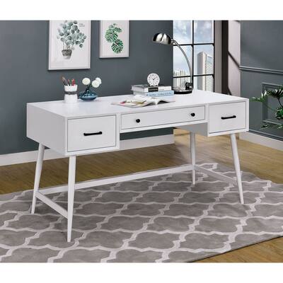 Modern Style Spacious Wooden Writing Desk with Tapered Legs, White ...