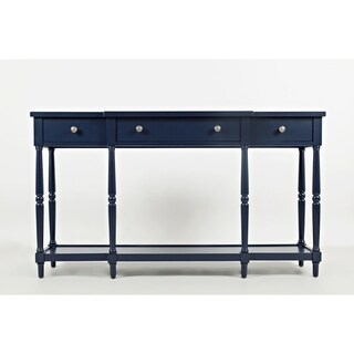 Breakfront Detailed Wooden Console Table With 3 Drawers, Navy Blue - Bed Bath & Beyond - 24230182