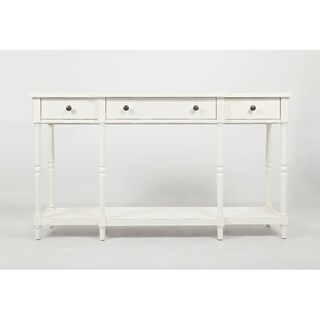 Breakfront Detailed Wooden Console Table With 3 Drawers, Antique White ...