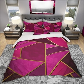 Designart 'Yellow trangular Geometry over Shades of Pink' Modern ...