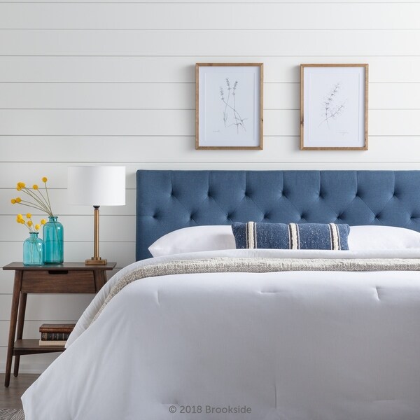 Brookside Emmie Adjustable Upholstered Headboard Queen Square Tufting in Charcoal As Is Item Bed Bath Beyond 30779603