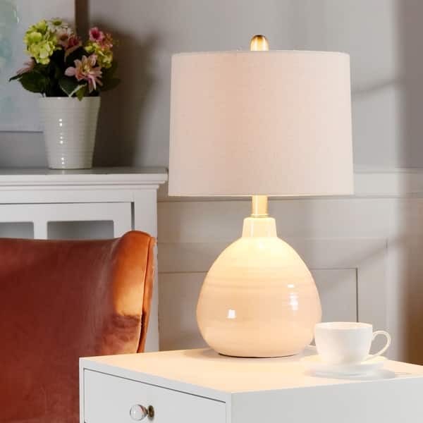 StyleCraft Cameron Ceramic Orange Mist Table Lamp - Beige Hardback ...