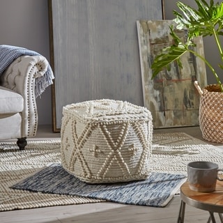 Fossa Handcrafted Boho Cube Pouf by Christopher Knight Home - Bed Bath ...