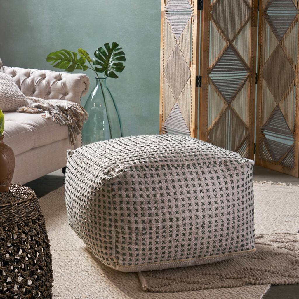 Fendi Boho Handcrafted Large Rectangular Pouf by Christopher Knight ...