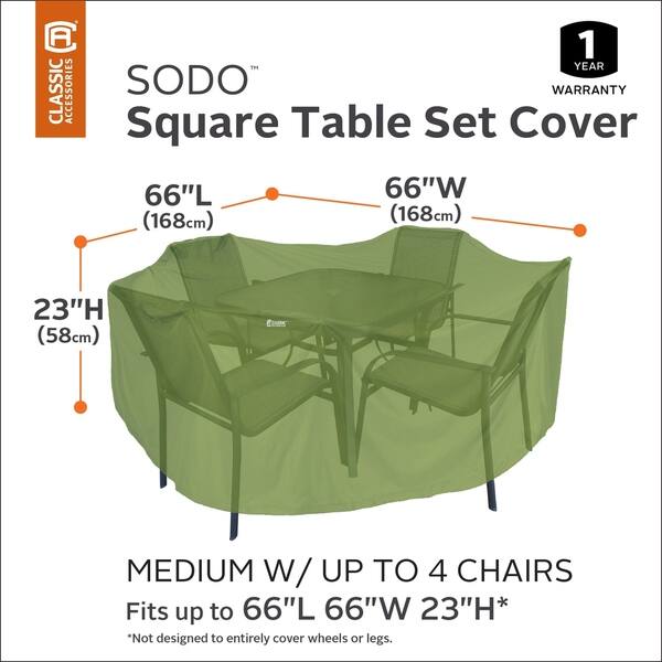 Classic Accessories SODO Plus Square Patio Table & Chair Set Cover ...