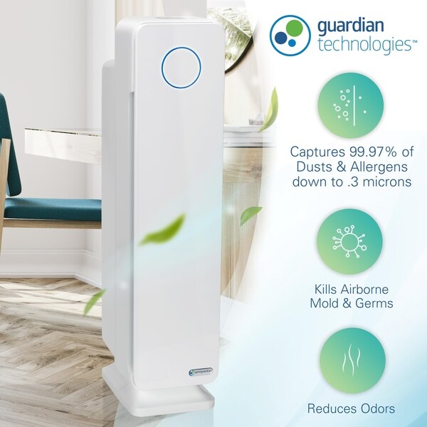 GermGuardian Elite 4 in 1 Air Purifier with HEPA Filter and UVC Sanitizer 28 Inch Digital Tower Bed Bath Beyond 24300159