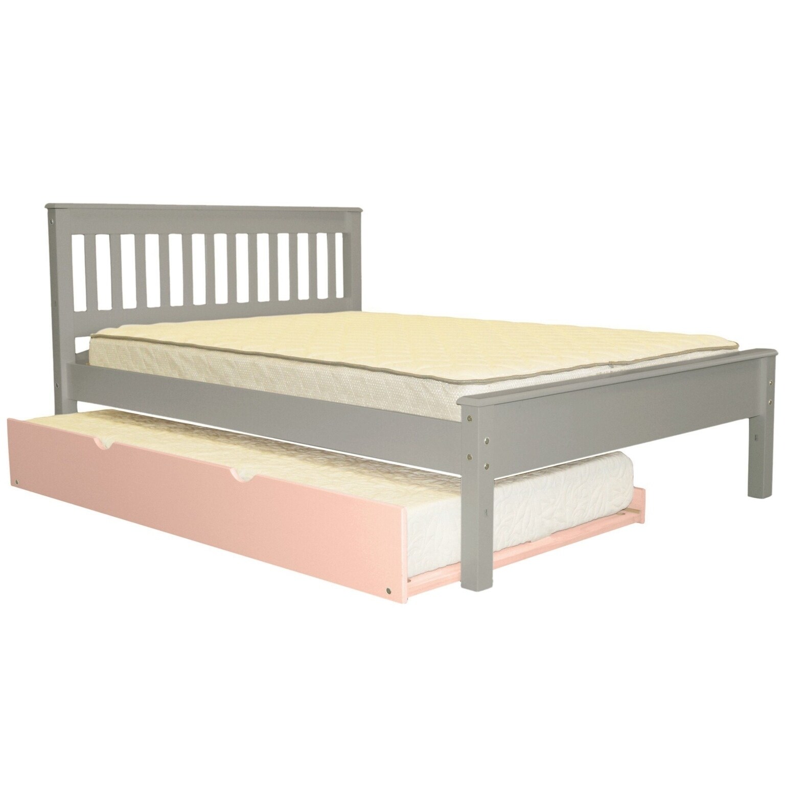 Bedz King Mission Style Full Bed with a Pink Twin Trundle Gray Bed Bath Beyond 24309319