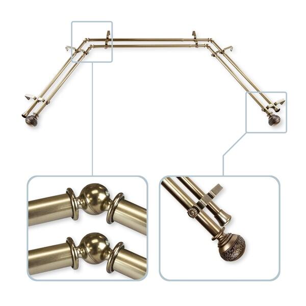 Hermosa Home Camille 13/16" Bay Decorative Window Double Curtain Rod 20 ...