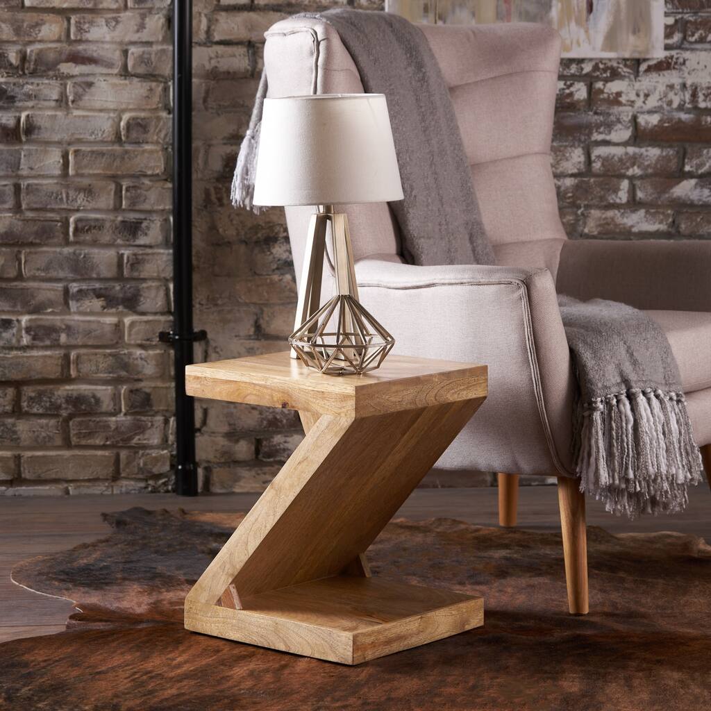 Annette Solid Mango Wood Z-Shaped End Table by Christopher Knight Home ...