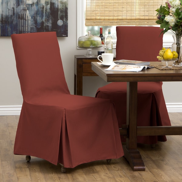 Classic Slipcovers Cotton Duck Parsons Chair Slipcover Pair Red