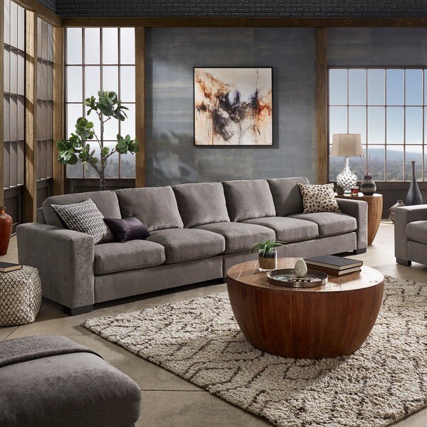 Ashton Grey Fabric Double Sided Down Feather Oversize Extra long Modular Sofa by iNSPIRE Q Artisan Bed Bath Beyond 25321620