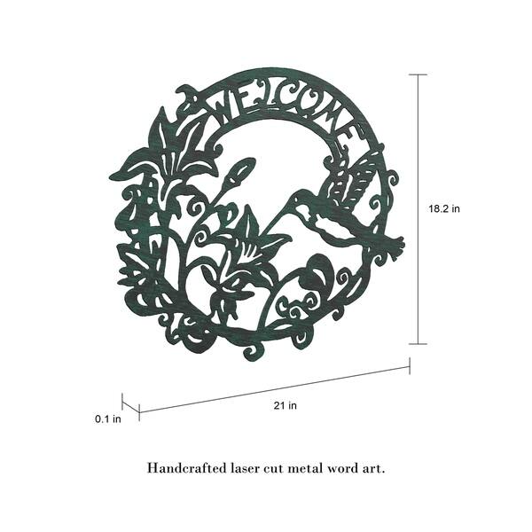 Metal Cutout Welcome Decorative Wall Sign Wreath Word Art by Lavish ...