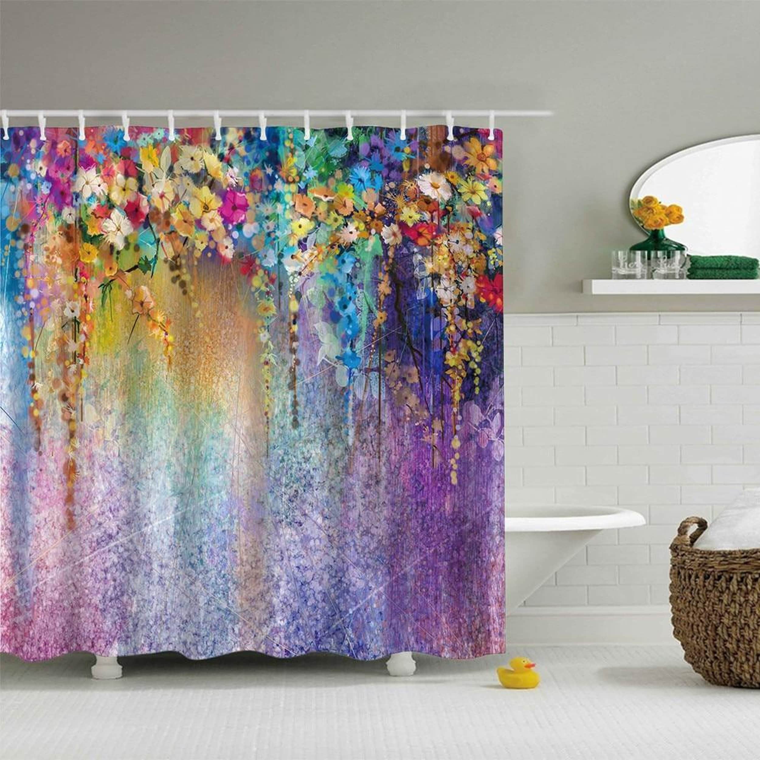 Waterproof Shower Curtain With 12 Hooks Beautiful Patterns Purple Ebay
