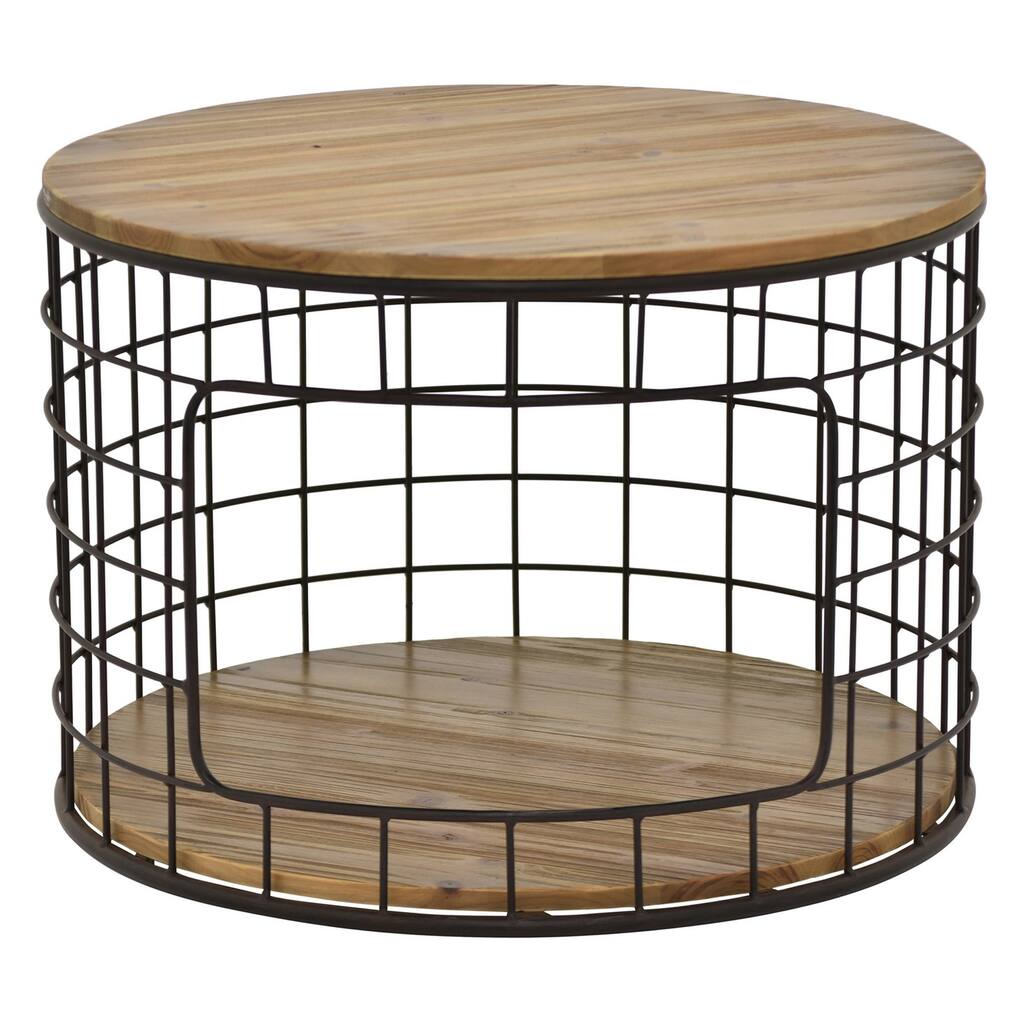 17.25" Metal / Wood Table By Three Hands - Overstock - 25362774