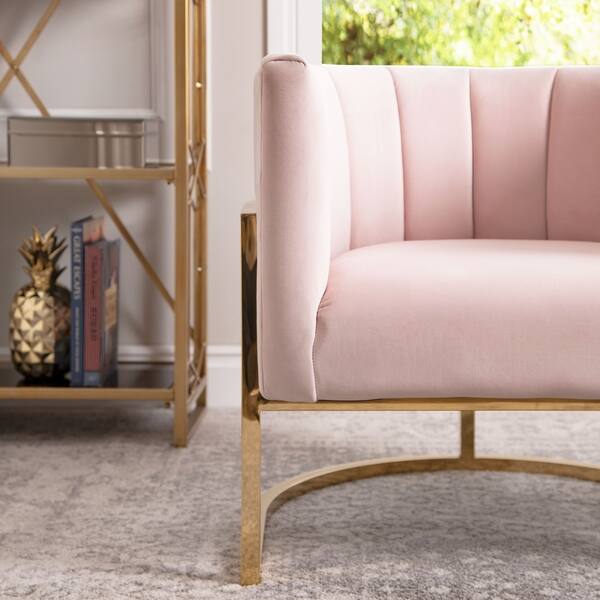 Abbyson Celine Channel Tufting Velvet Accent Chair in Grey (As Is Item ...
