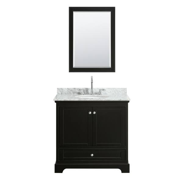 Deborah 36-inch Dark Espresso Single Vanity, Oval Sink, 24-inch Mirror ...
