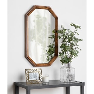 Kate and Laurel Abernathy Framed Octagon Wall Mirror - Walnut Brown ...