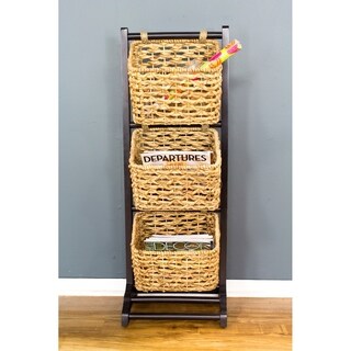 Vale 3-Tier Magazine Rack w/ 3 Hyacinth Storage Baskets - Bed Bath ...