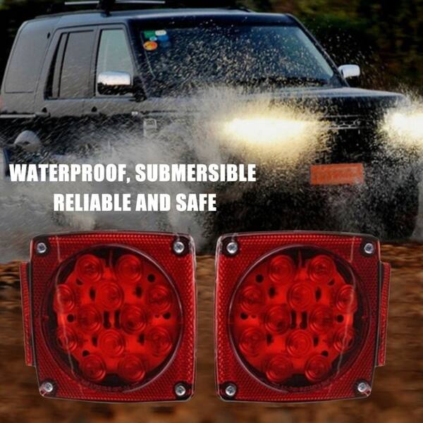 Pair Square Truck Taillights 12V Waterproof Side Marker LED Tail Light ...