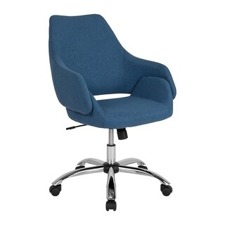 Offex Home and Office Upholstered Mid Back Swivel Chair in Blue Fabric ...