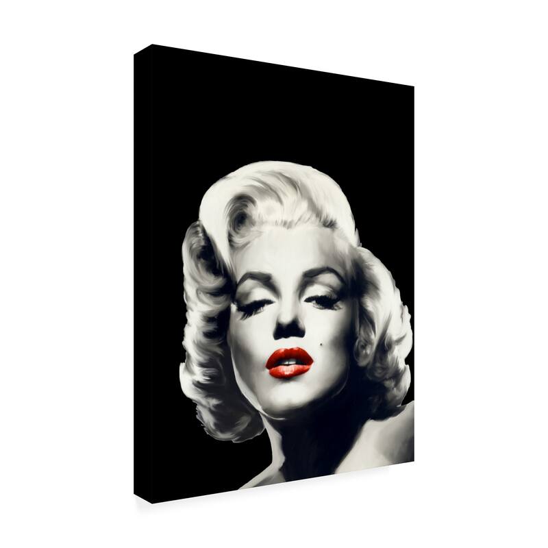 Chris Consani 'Red Lips Marilyn In Black' Canvas Art - On Sale - Bed ...