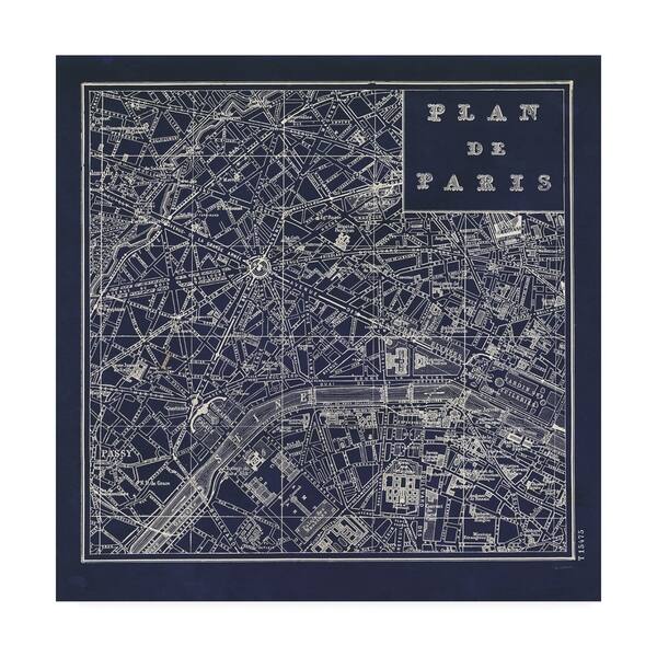 Sue Schlabach 'Blueprint Map Paris Square' Canvas Art - Bed Bath ...