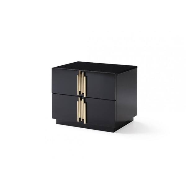 Modrest Token Modern Black & Gold Nightstand - Bed Bath & Beyond - 25451088