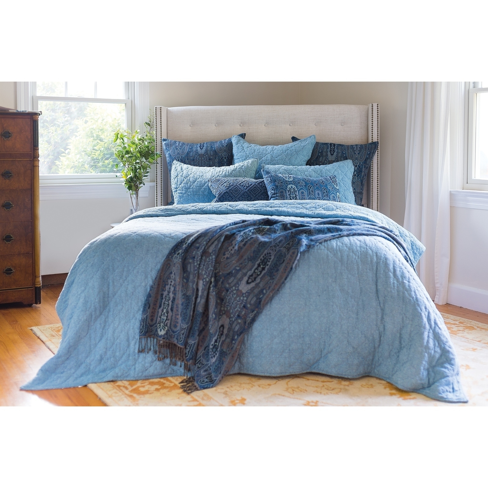 Colonial Blue Matelasse Quilt (Shams Not Included) - On Sale - Bed Bath ...