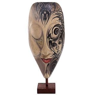 Handmade Bewitched Hibiscus Wood Mask (Indonesia) - Bed Bath & Beyond ...